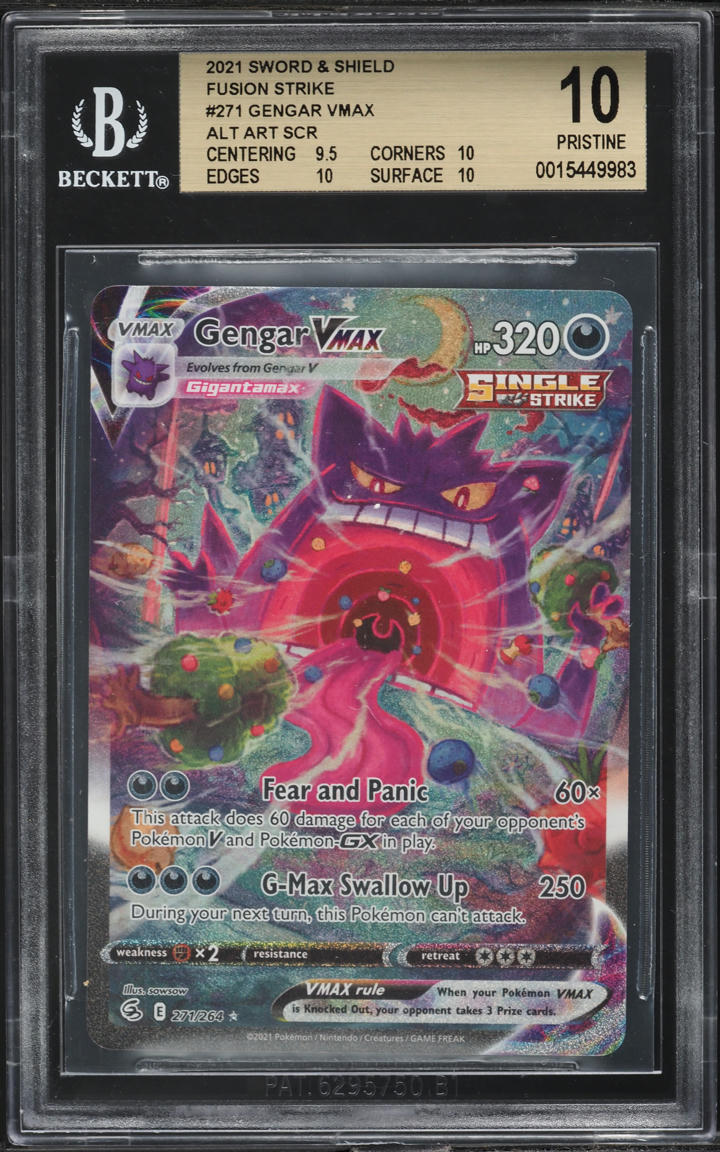 2021 Pokemon SWSH Fusion Strike Alt Art Gengar VMAX #271 BGS 10 PRISTINE on Fanatics Collect