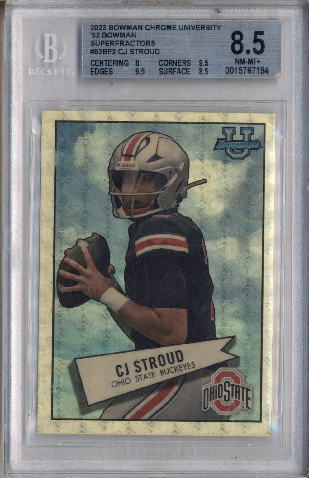 2022 Bowman Chrome University '52 Bowman Superfractor CJ Stroud 1/1 BGS ...
