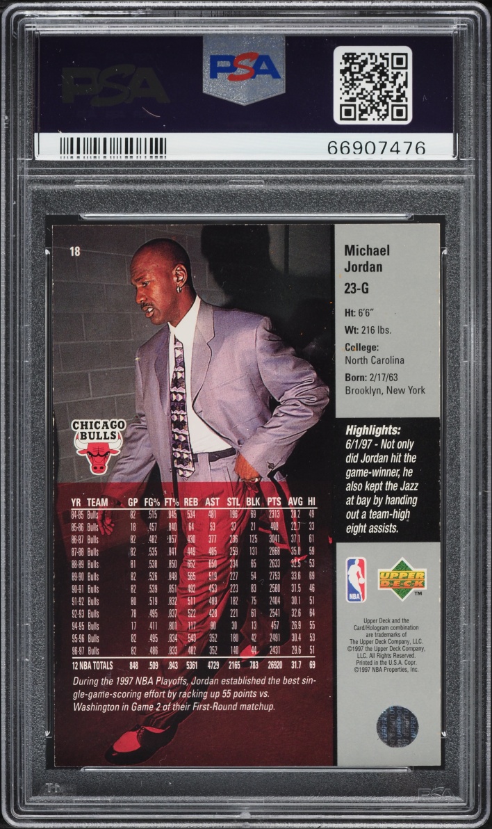 1997 Upper Deck Game Dated All-Star Weekend Michael Jordan #18 PSA 8 NM ...