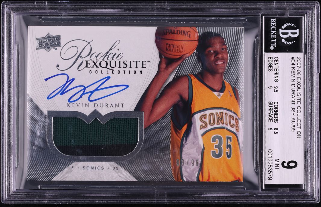 2007 Exquisite Collection Kevin Durant ROOKIE PATCH AUTO /99 #94 BGS 9 ...
