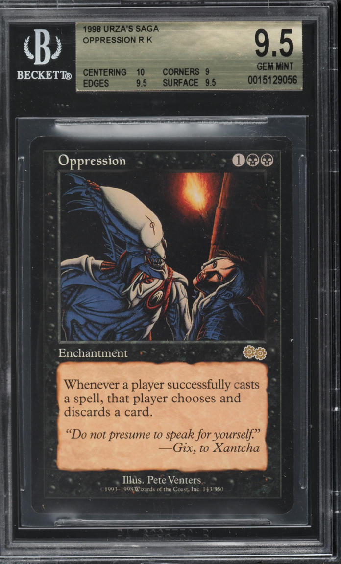 1998 Magic The Gathering MTG Urza's Saga Oppression BGS 9.5 GEM MINT on ...