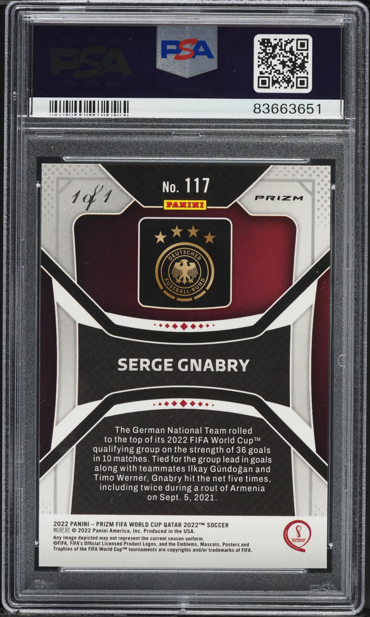 2022 Panini Prizm World Cup Qatar Black Breakaway Serge Gnabry 1/1 #117 ...