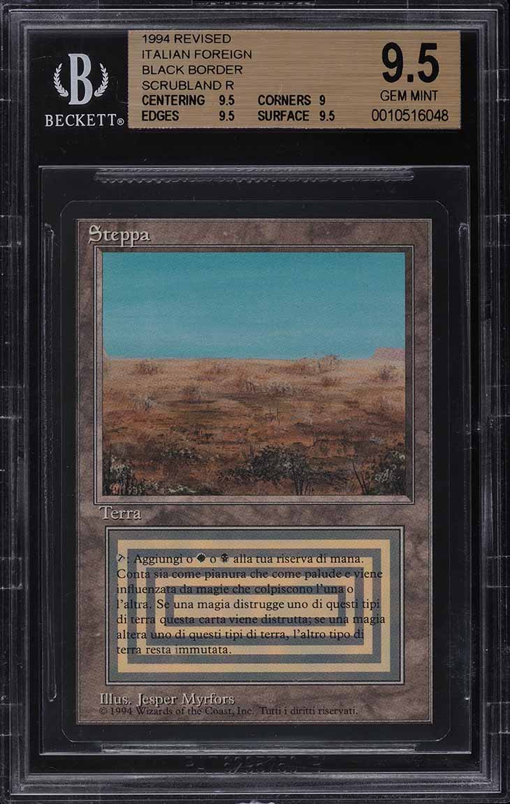 1994 Magic The Gathering MTG Revised Dual Land Scrubland FBB BGS 9.5 ...