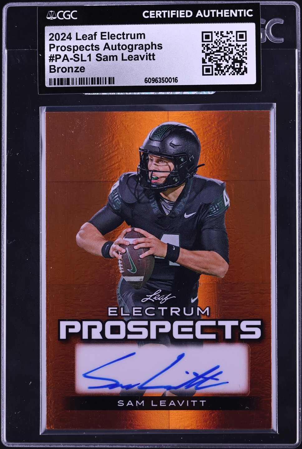 2024 Leaf Electrum Bronze Sam Leavitt ROOKIE AUTO /59 #PA-SL1 CGC AUTH ...