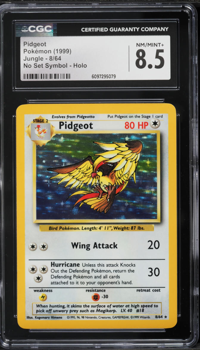 1999 Pokemon Jungle No Set Symbol Holo Pidgeot #8 CGC 8.5 NM-MT+ on ...