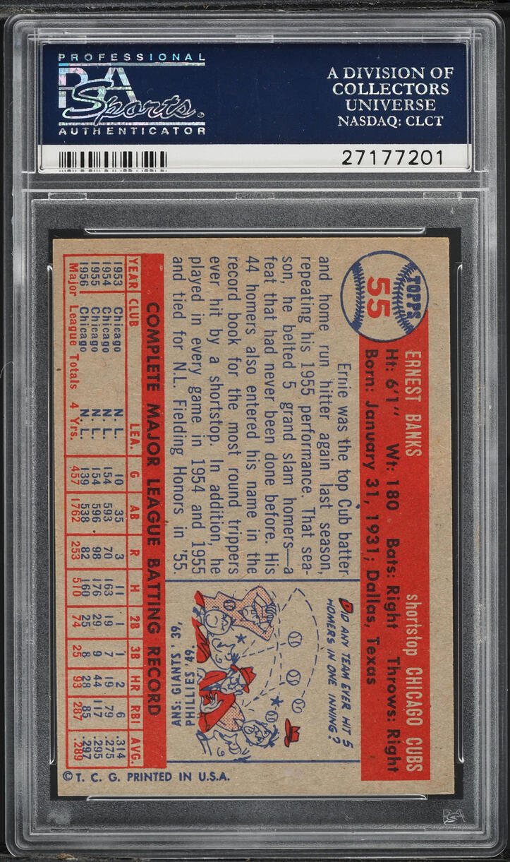 1957 Topps Ernie Banks #55 PSA 8.5 NM-MT+ on Fanatics Collect