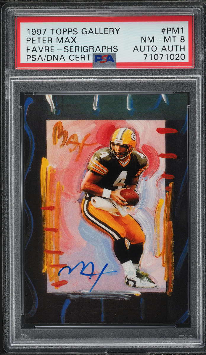 1997 Topps Gallery Peter Max Serigraphs Brett Favre AUTO #PM1 PSA 8 NM ...