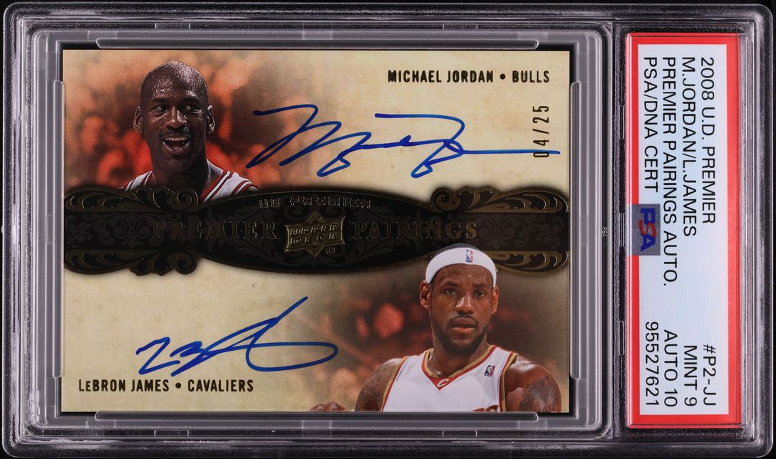 2008 UD Premier Pairings Michael Jordan LeBron James AUTO DNA 10 /25 ...