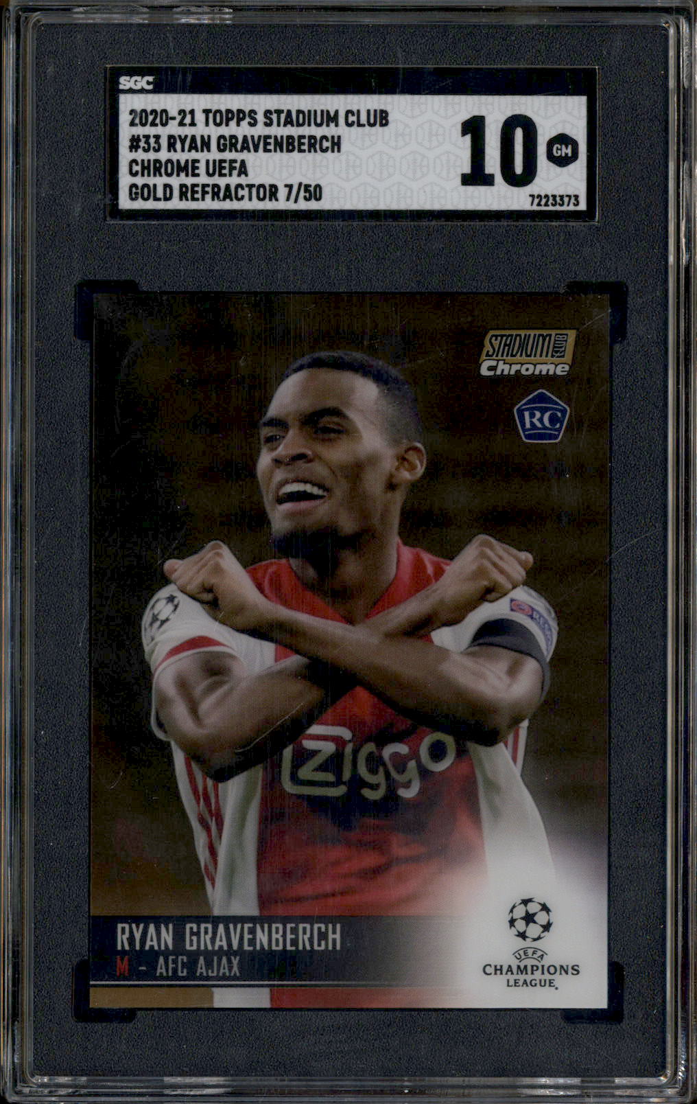 2020 Stadium Club Chrome Gold Refractor #33 Ryan Gravenberch RC /50 SGC 10 on Fanatics Collect