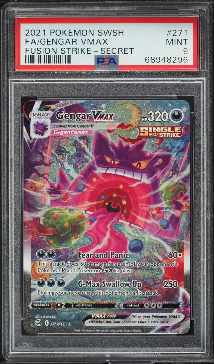 2021 Pokemon Sword & Shield Fusion Strike Full Art Gengar VMAX #271 PSA 9 MINT on Fanatics Collect