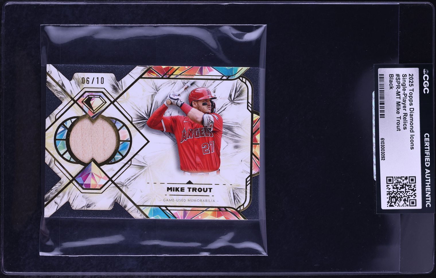 2025 Topps Diamond Icons Single-Player Black Mike Trout RELIC /10 #SPR ...