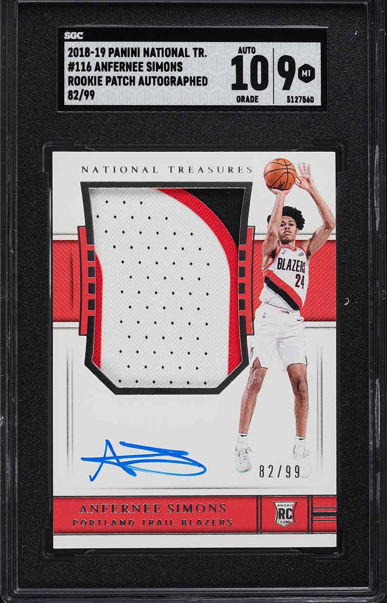 2018 National Treasures Anfernee Simons ROOKIE PATCH AUTO /99 #116 SGC ...