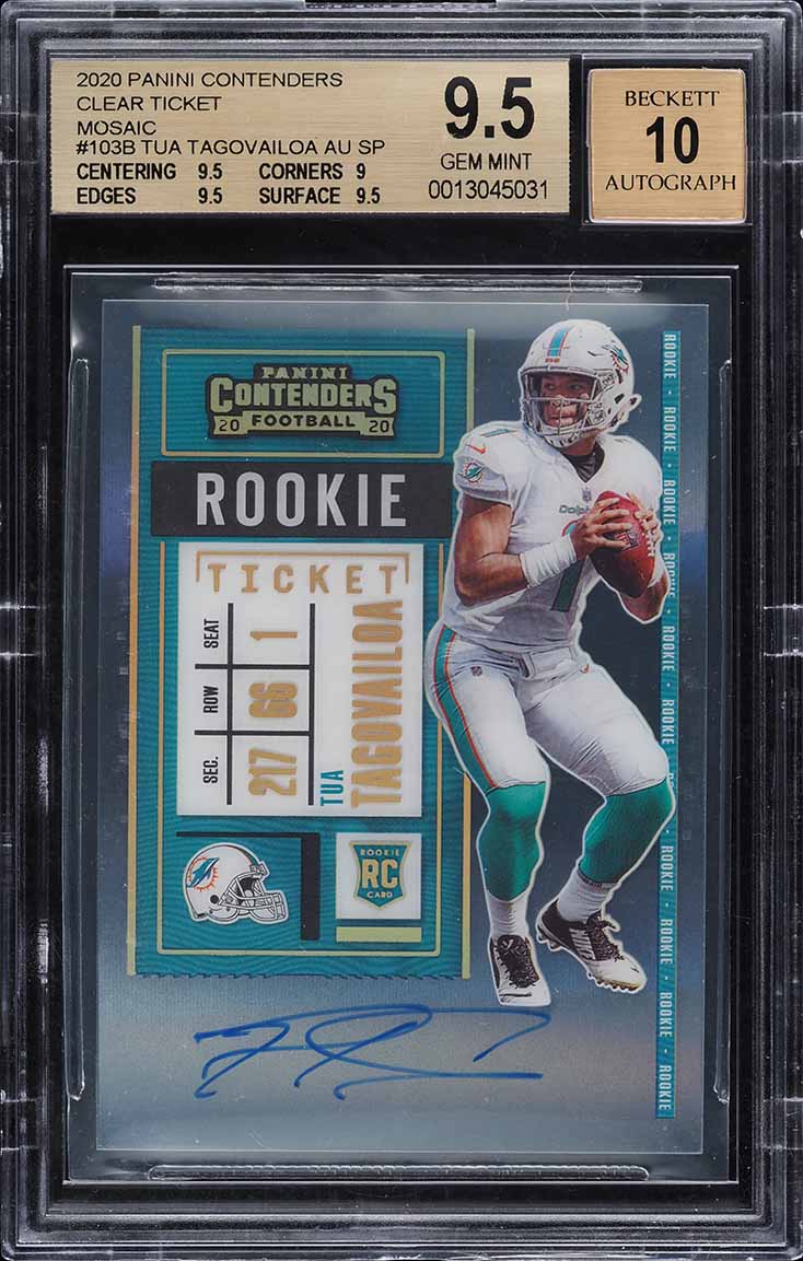 2020 Panini Contenders Clear Ticket Mosaic Tua Tagovailoa RC AUTO #103B ...