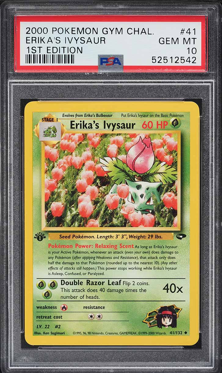 2000 Pokemon Gym Challenge 1st Edition Erika's Ivysaur #41 PSA 10 GEM ...