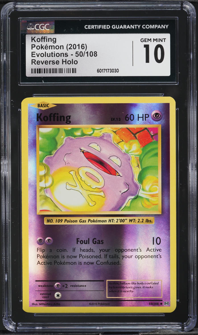 2016 Pokemon XY Evolutions Reverse Holo Koffing #50 CGC 10 GEM MINT on Fanatics Collect