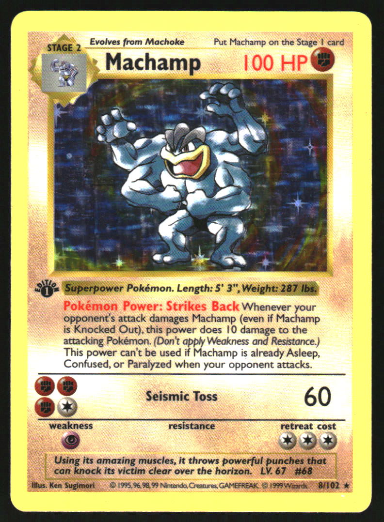 1999 Pokemon 2-Player Starter Set #8 Machamp Holo 1st Edition on ...