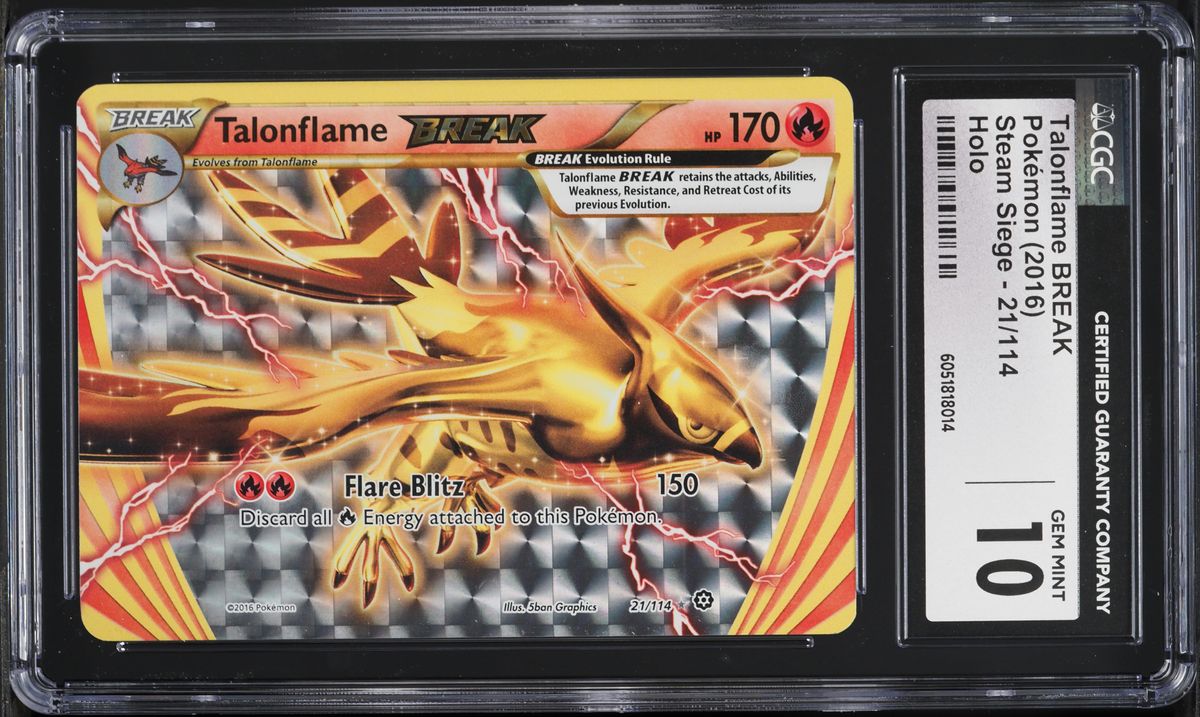 2016 Pokemon XY Steam Siege Talonflame BREAK #21 CGC 10 GEM MINT on ...