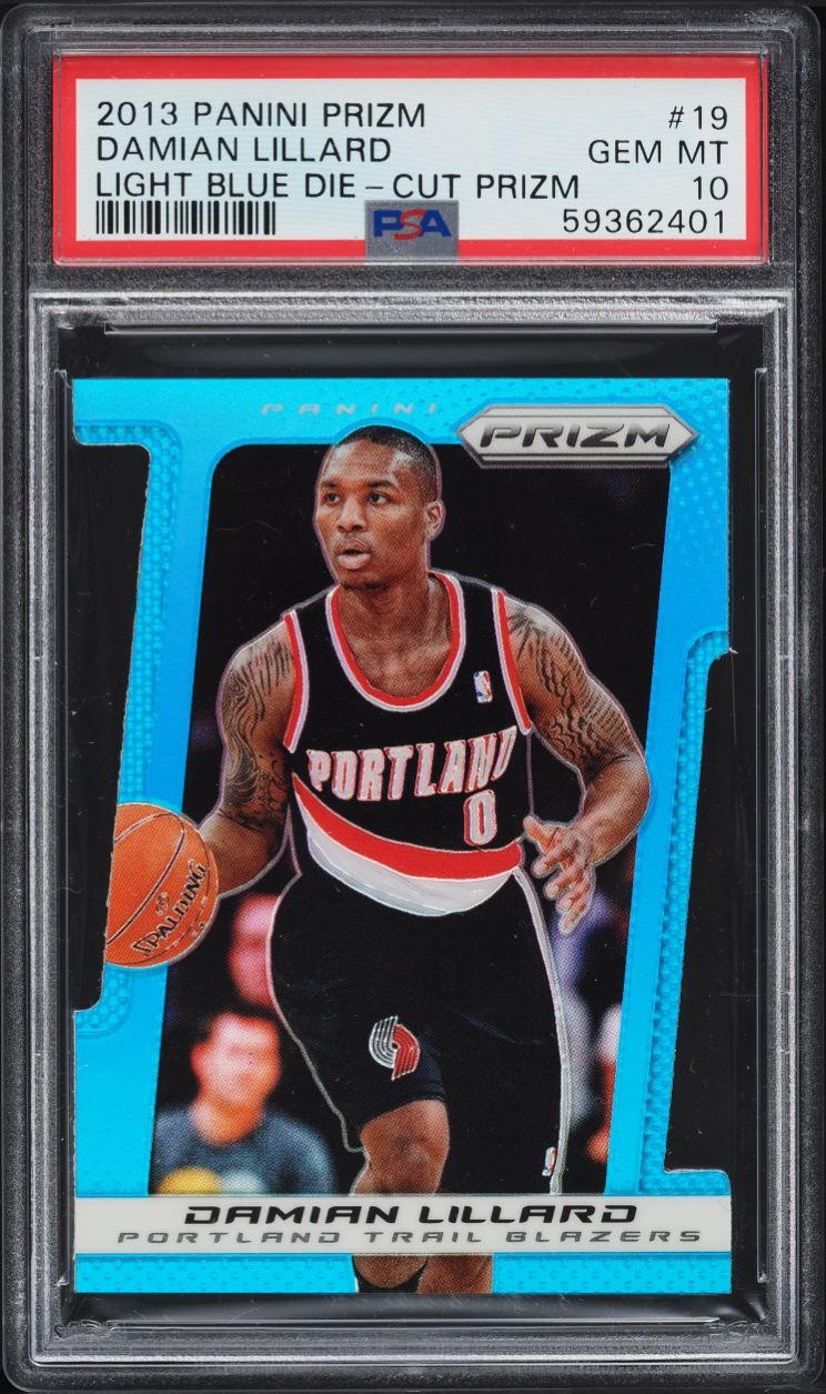 2013 Panini Prizm Light Blue Die-Cut Damian Lillard /199 #19 PSA 10 GEM ...