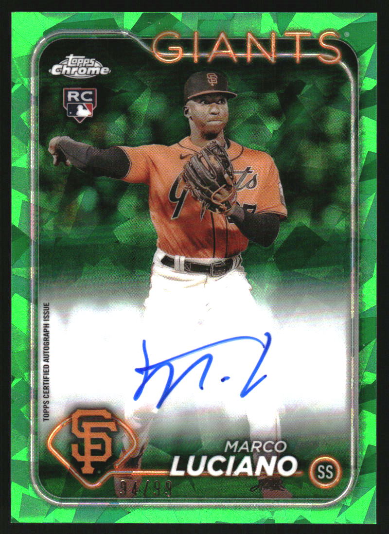 2024 Topps Chrome Sapphire Autographs Green Refractors Marco Luciano RC ...