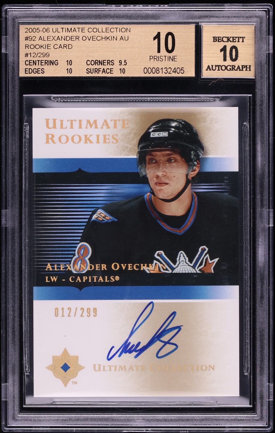 2005 Ultimate Collection Alexander Ovechkin ROOKIE AUTO /299 #92 BGS 10 ...