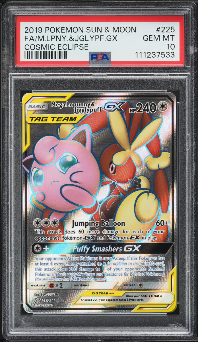 2019 Pokemon SM Cosmic Eclipse Full Art Mega Lopunny & Jigglypfuff #225 ...