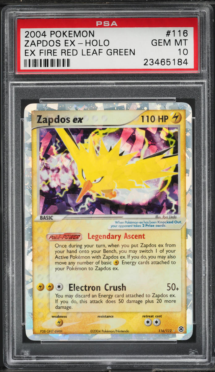 2004 Pokemon EX Fire Red & Leaf Green Holo Zapdos ex #116 PSA 10 GEM ...