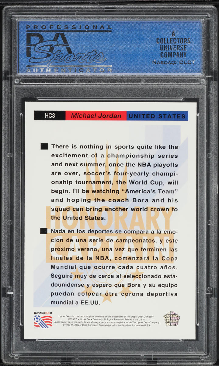 1993 Upper Deck Soccer Honorary Captain Gold Michael Jordan #HC3 PSA 10 ...