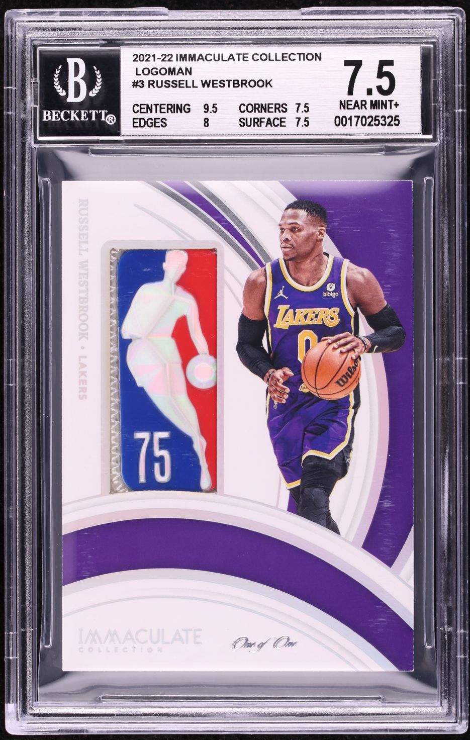 2021 Immaculate Collection Russell Westbrook NBA LOGOMAN PATCH 1/1 BGS ...