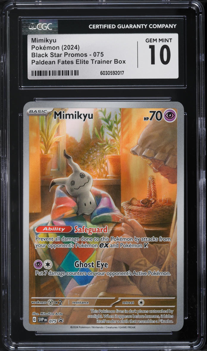 2024 Pokemon SV Black Star Promo Paldean Fates ETB Mimikyu #75 CGC 10 ...