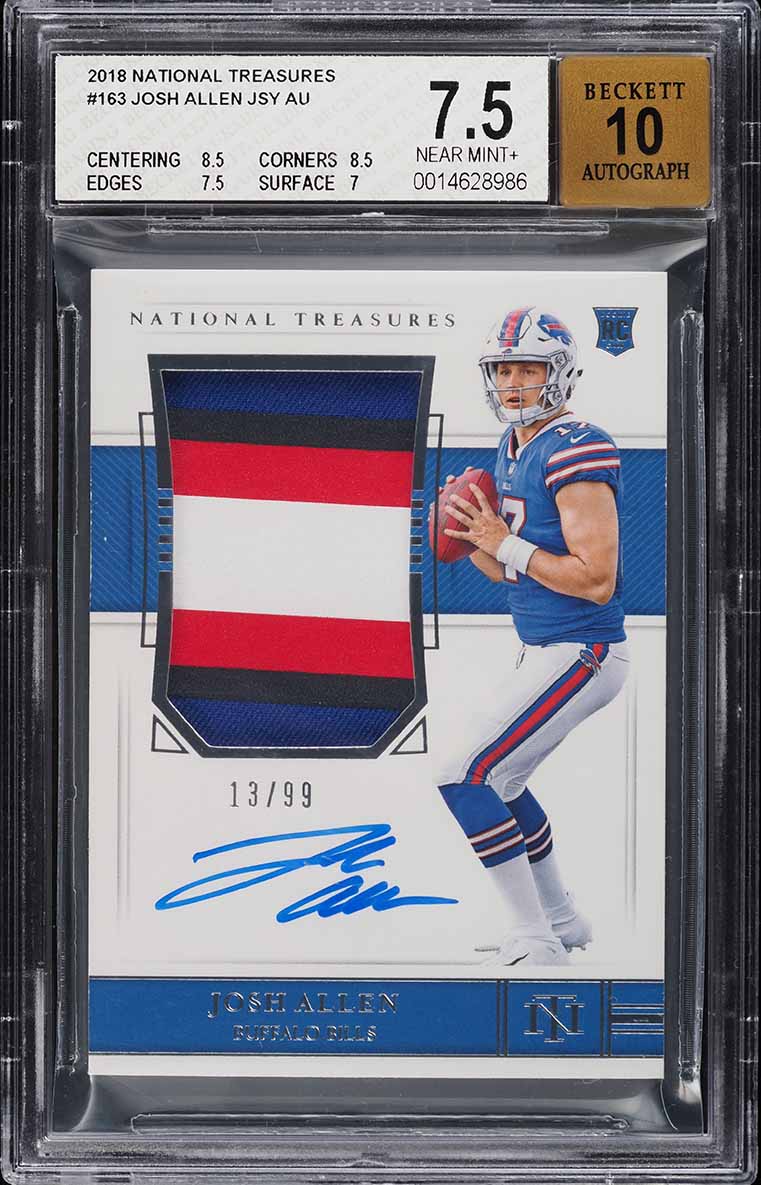 2018 National Treasures Josh Allen ROOKIE PATCH AUTO /99 #163 BGS 7.5 ...