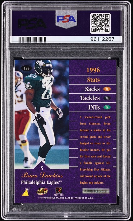 1997 Pinacle Zenith Artist's Proof Brian Dawkins ROOKIE #122 PSA 9 MINT ...