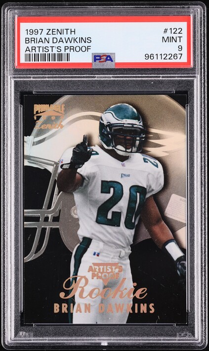 1997 Pinacle Zenith Artist's Proof Brian Dawkins ROOKIE #122 PSA 9 MINT ...