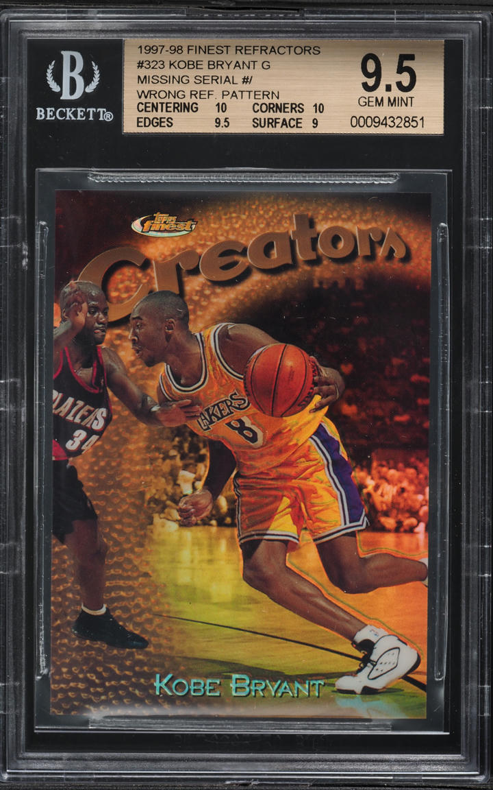 1997 Finest Gold Refractor Missing Serial Number Kobe Bryant #323 BGS 9 ...