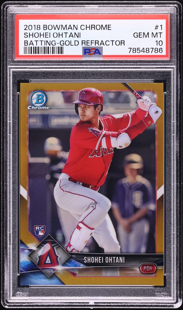 2018 Bowman Chrome Gold Refractor Shohei Ohtani ROOKIE /50 #1 PSA 10 ...