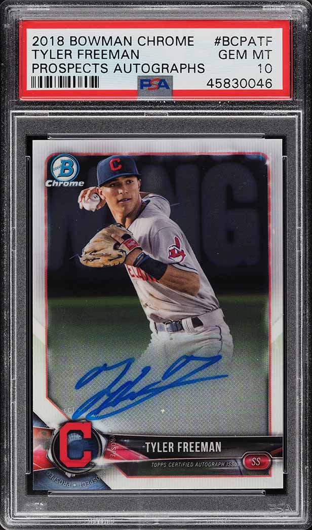 2018 Bowman Chrome Tyler Freeman PROSPECT AUTO #BCPA-TF PSA 10 GEM MINT ...