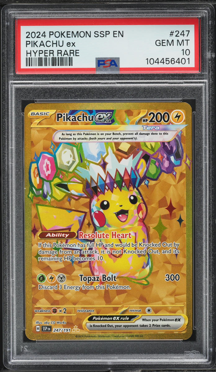 2024 Pokemon SV Surging Sparks Hyper Rare Pikachu ex #247 PSA 10 GEM ...