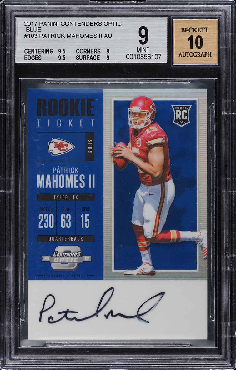 2017 Panini Contenders Optic Blue Patrick Mahomes ROOKIE AUTO /25 #103 ...