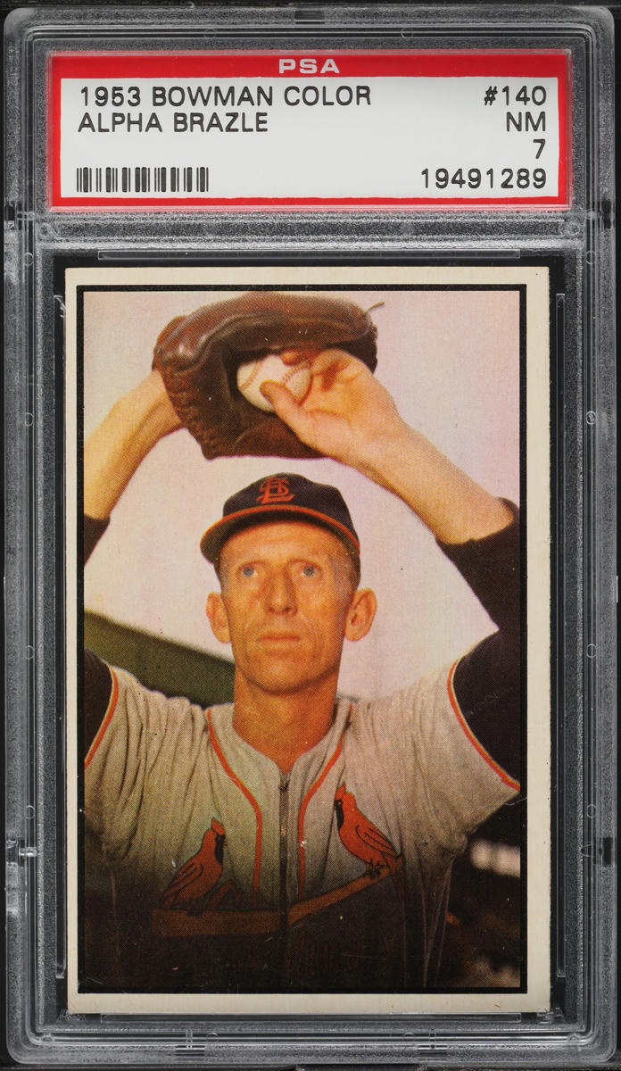 1953 Bowman Color SETBREAK Alpha Brazle #140 PSA 7 NRMT on Fanatics Collect
