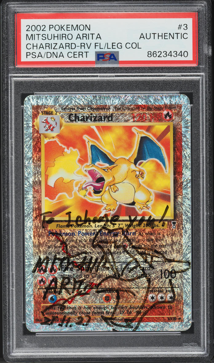 2002 Pokemon Legendary Collection Reverse Holo Charizard AUTO #3 PSA ...