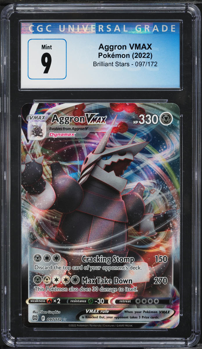2022 Pokemon SWSH Brilliant Stars Full Art Aggron VMAX #97 CGC 9 MINT ...