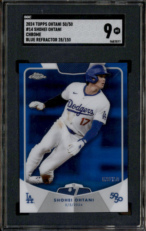 2024 Topps Ohtani 50/50 Chrome Blue Refractor #14 Shohei Ohtani /150 SGC 9 on Fanatics Collect