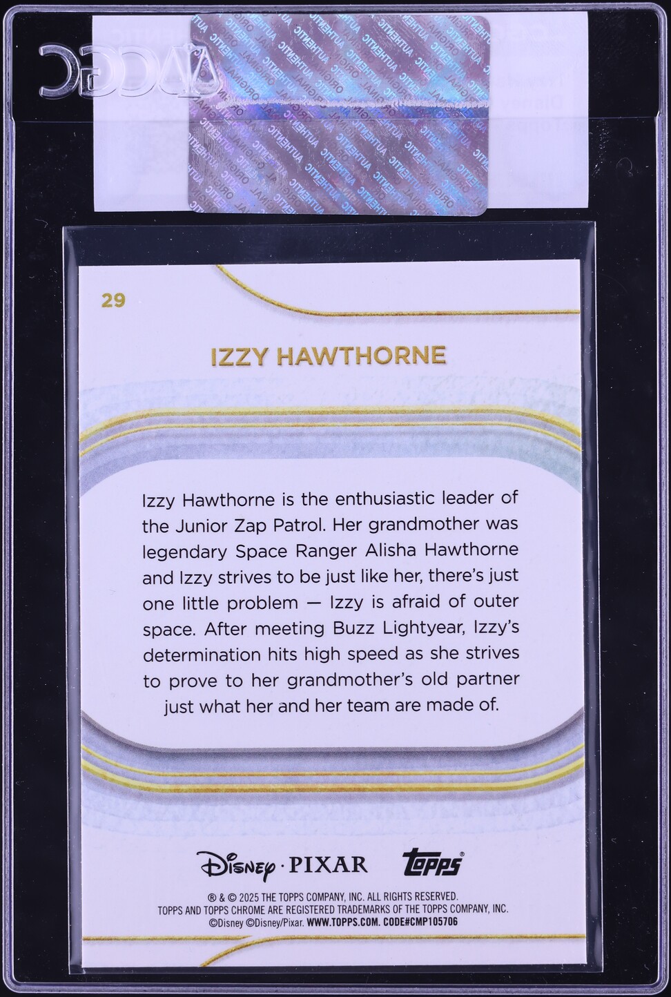 2025 Topps Chrome Disney Sapphire Izzy Hawthorne #29 CGC AUTH on ...