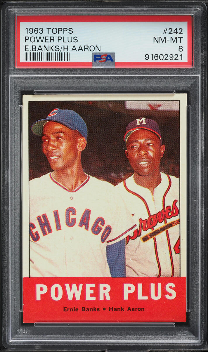 1963 Topps Ernie Banks Hank Aaron POWER PLUS #242 PSA 8 NM-MT on ...