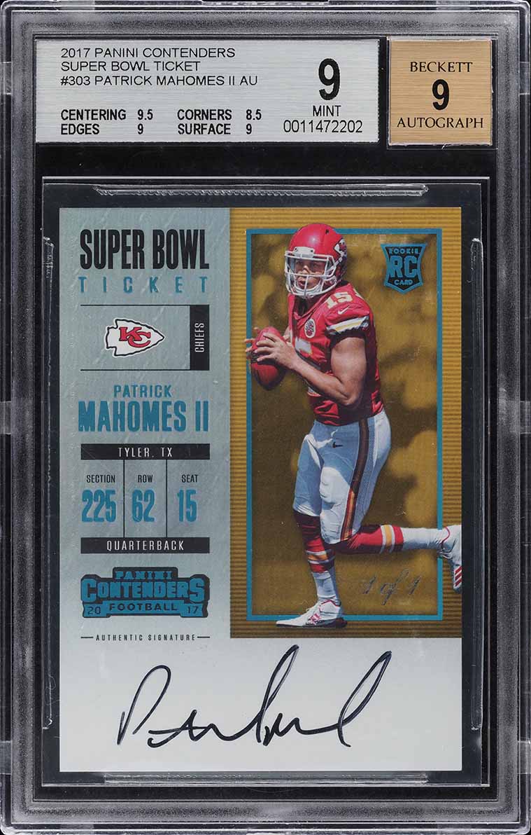 2017 Panini Contenders Super Bowl Patrick Mahomes II ROOKIE AUTO 1/1 ...