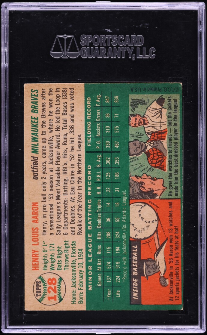 1954 Topps Hank Aaron ROOKIE #128 SGC 5 EX on Fanatics Collect