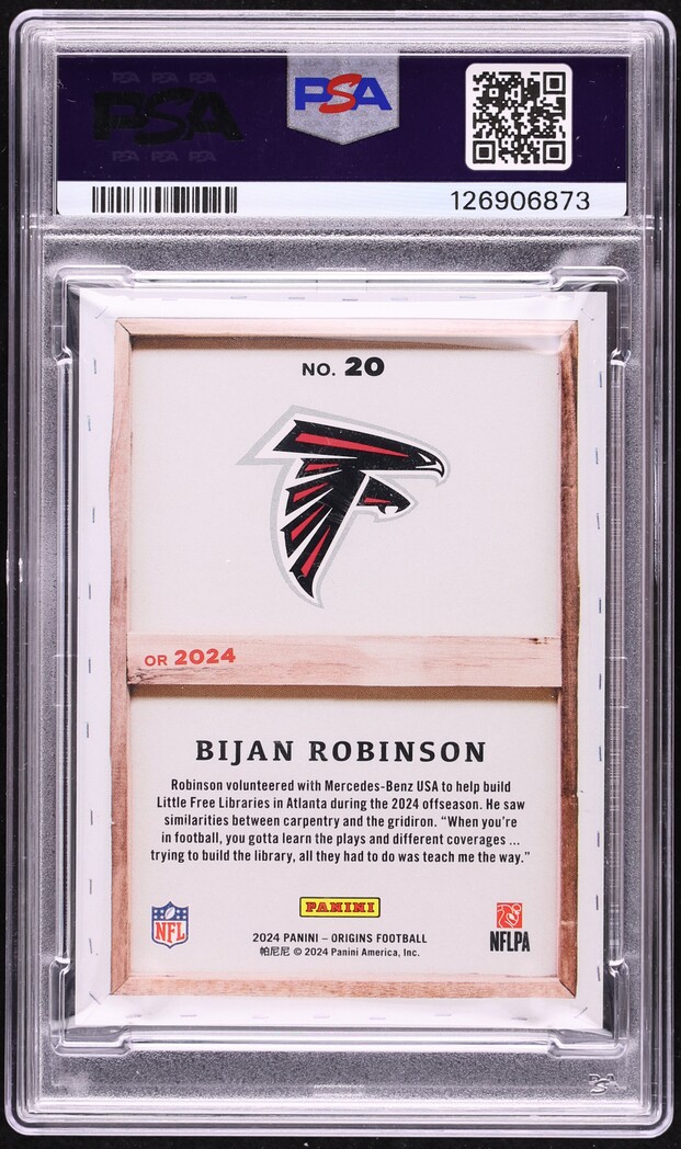 2024 Panini Origins Blank Slate Bijan Robinson #20 PSA 8 NM-MT on ...