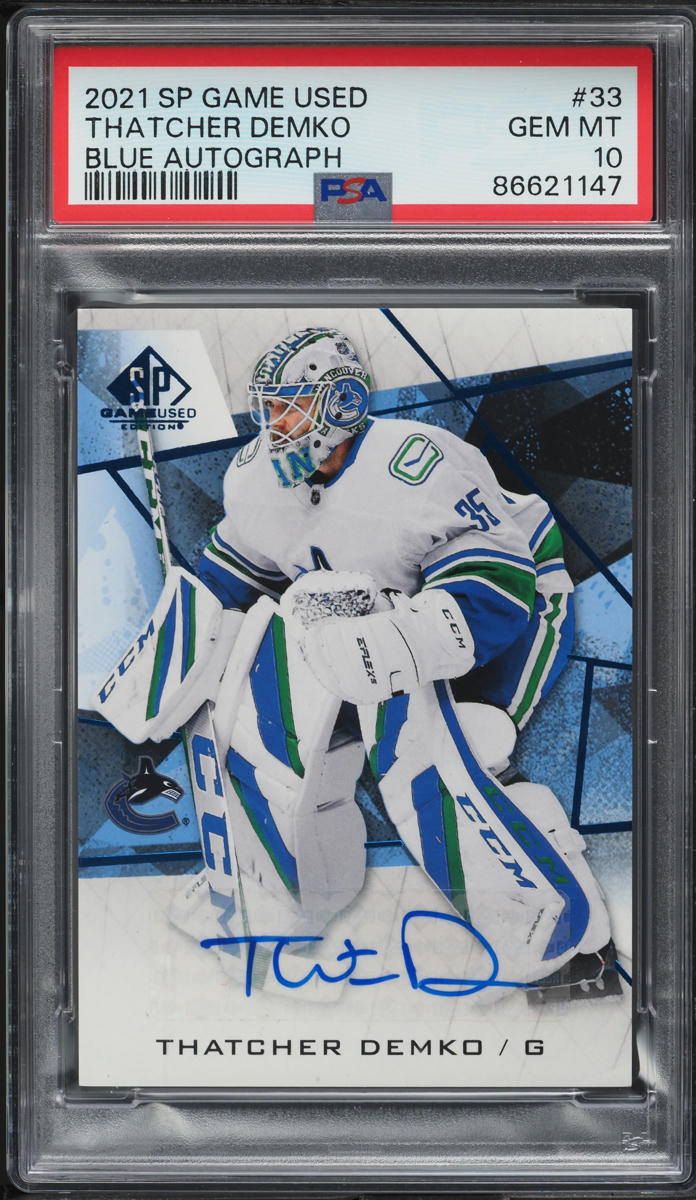 2021 SP Game Used Blue Thatcher Demko AUTO #33 PSA 10 GEM MINT on ...