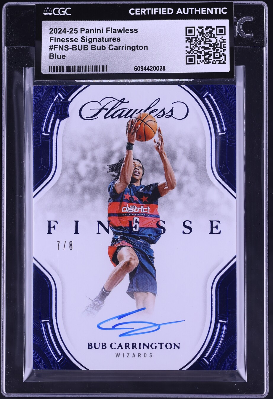 2024 Panini Flawless Finesse Blue Bub Carrington ROOKIE AUTO /8 #FNS-BUB CGC AUTH on Fanatics ...