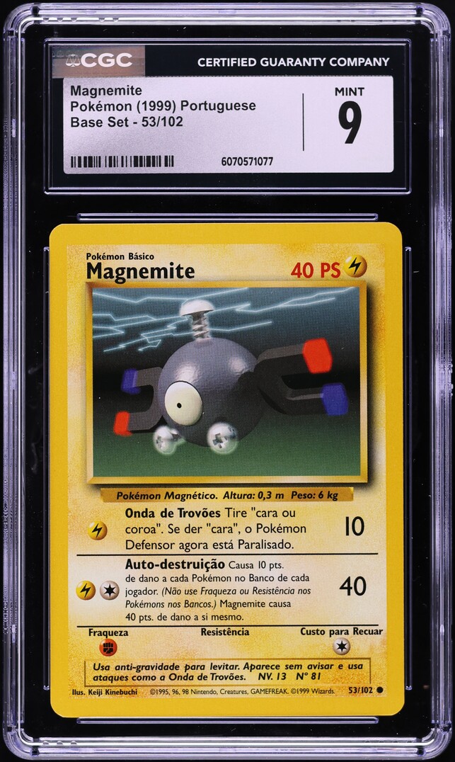 1999 Pokemon Portuguese Base Set Magnemite #53 CGC 9 MINT on Fanatics ...