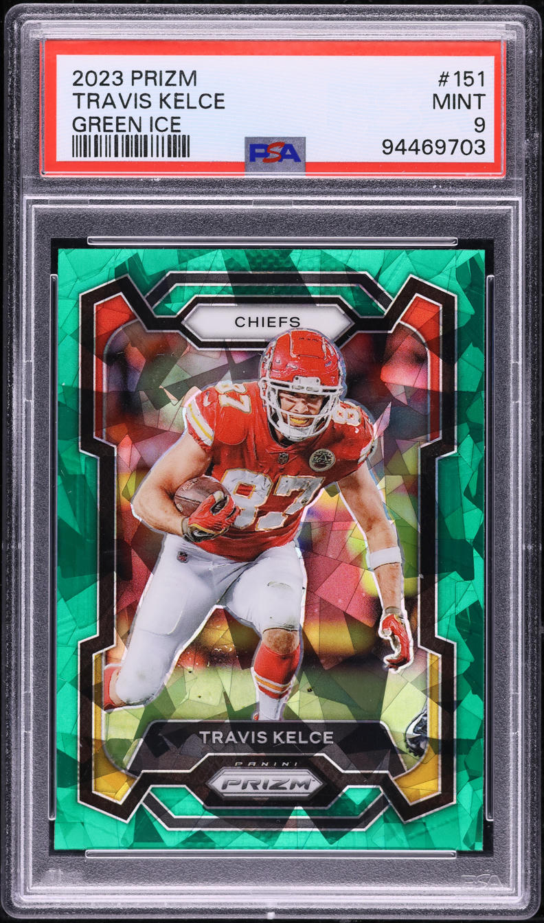 2023 Panini Prizm Green Ice Travis Kelce #151 PSA 9 MINT on Fanatics ...